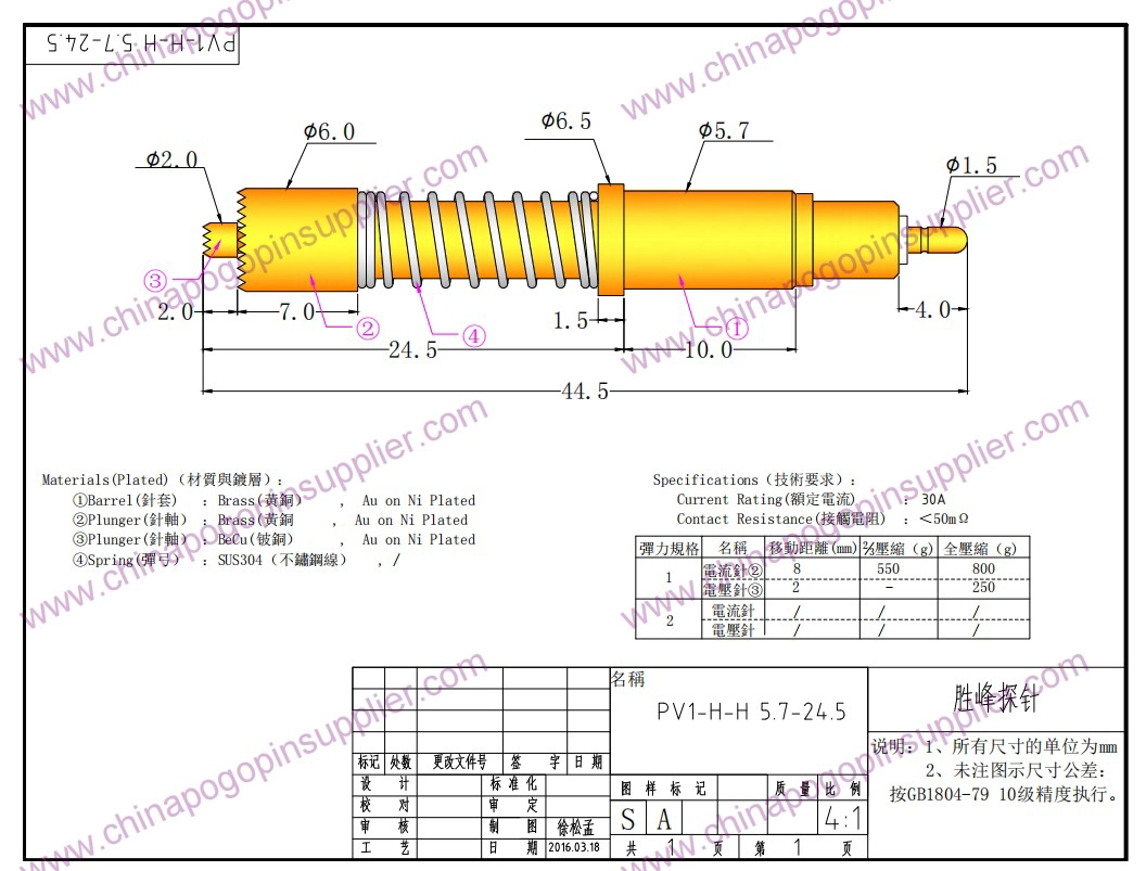 china gold plated pogo pins manufacturers, ICT spring test probe ...