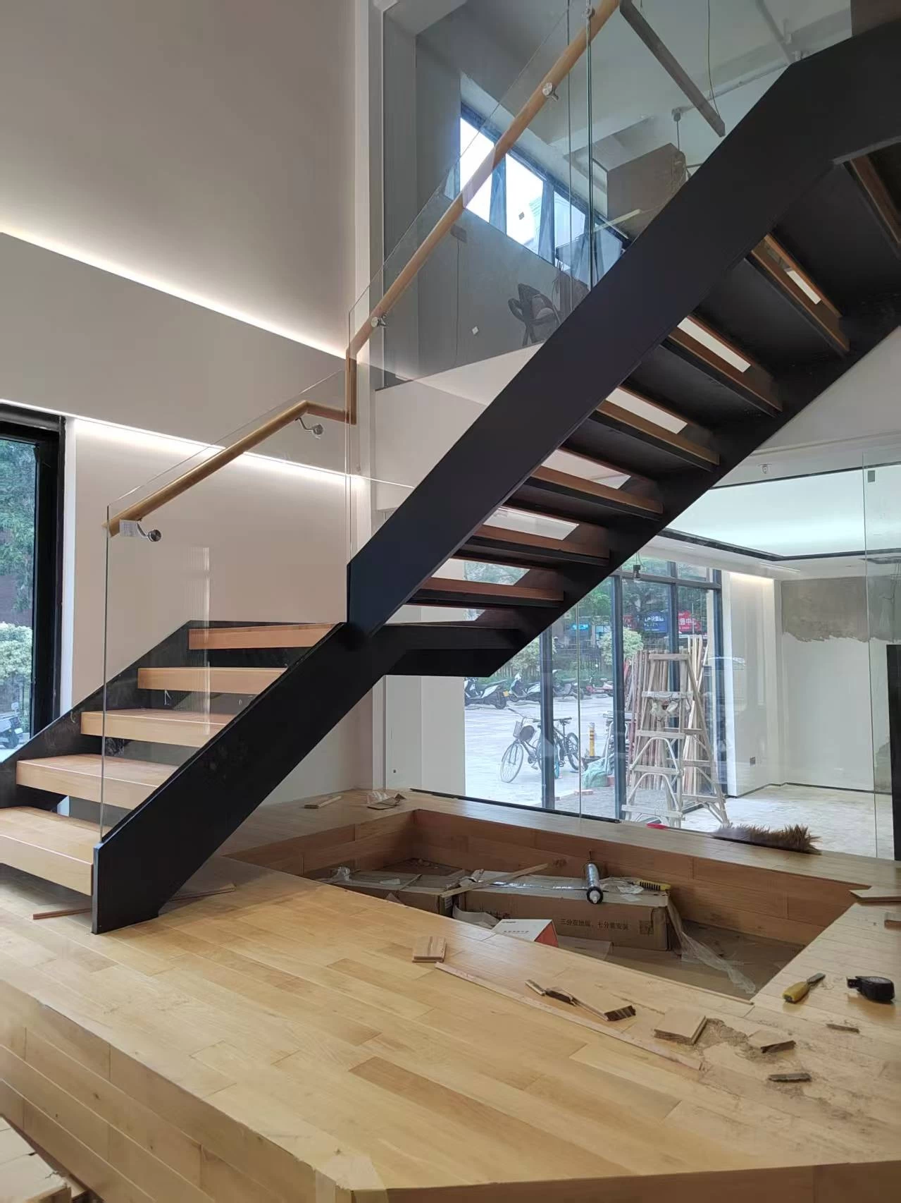 Shenzhen Factory House Modern White Oak Staircase Design Interior ...
