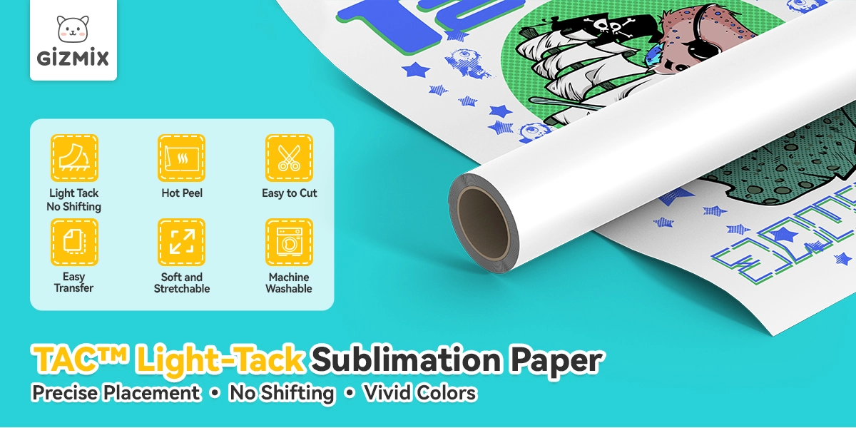 TAC Tacky Sublimation Paper 100g | Precise Heat Transfer on Polyester ...