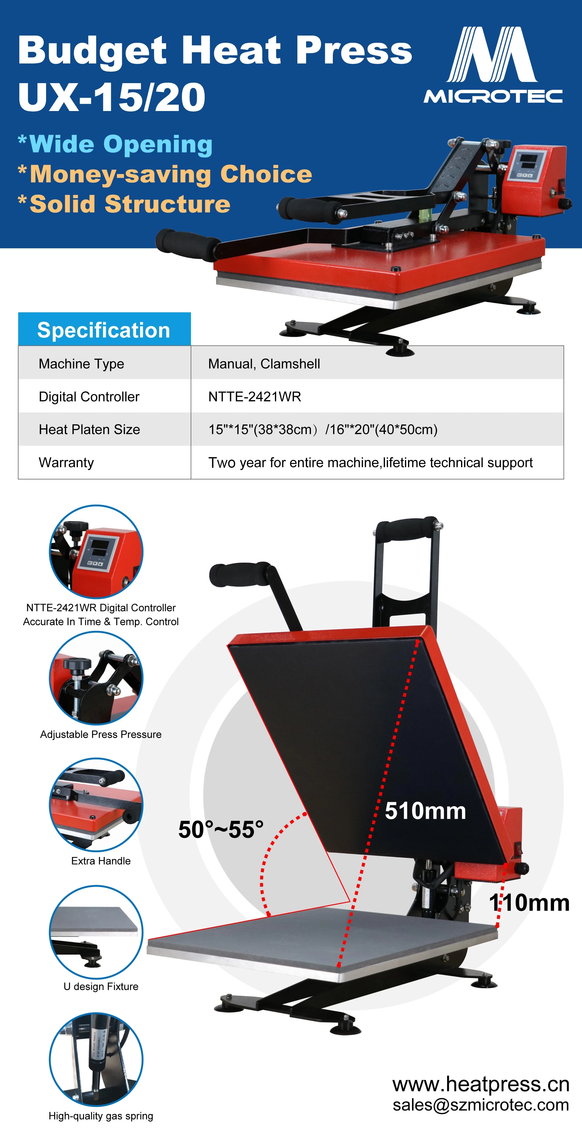 Microtec UX Large Angle Heat Press | Safe & Easy Heat Press Machine ...