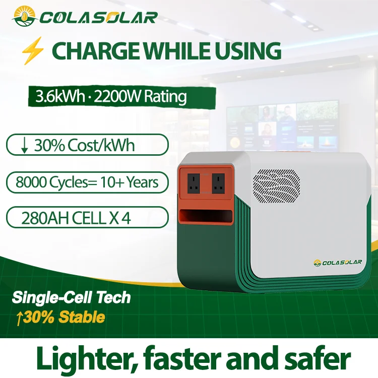 Cola High-Power Solar Generator LiFePO4 Battery 2200W Pure Sine Wave ...