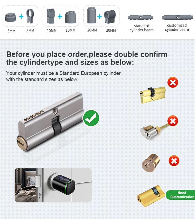 Hign Quality Smart Cylinder Lock Tuya APP Factory China, Apartment door ...