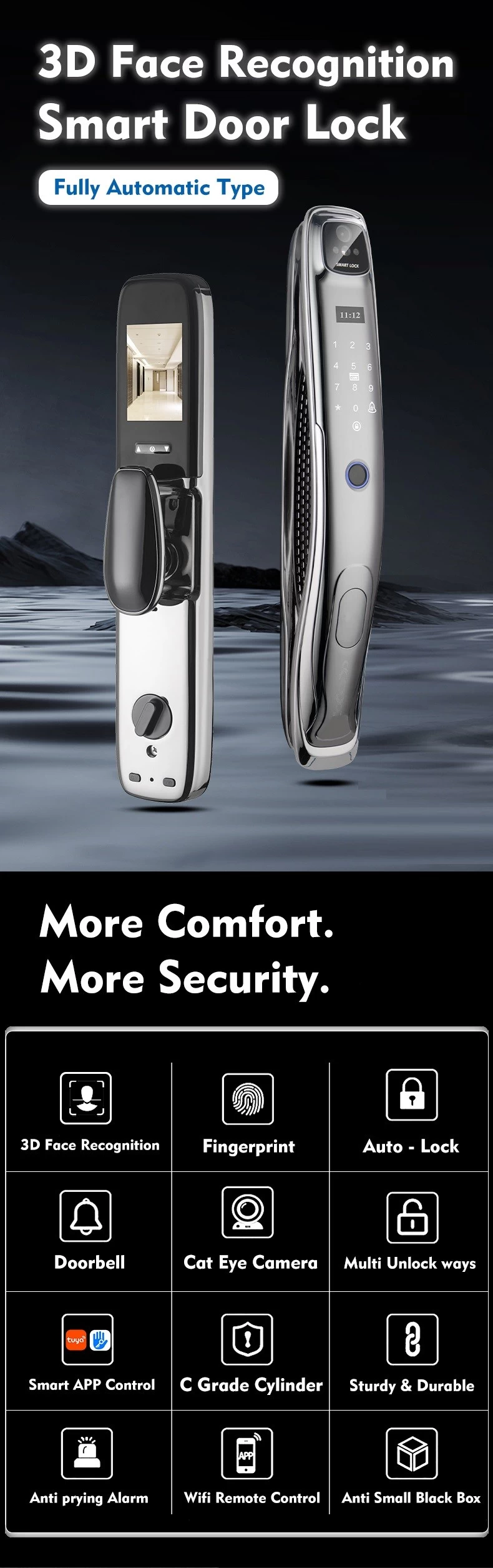 China password fingerprint lock supplier, 3D facial recognition door ...