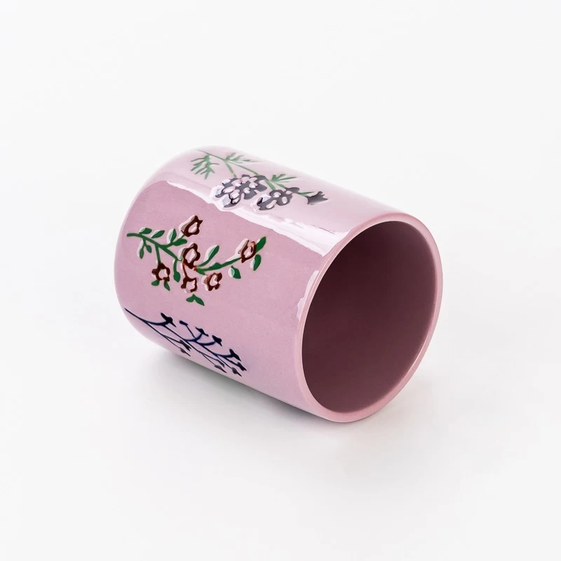 Wholesale Empty Small Capacity Ceramic Candle Vessels with design ...