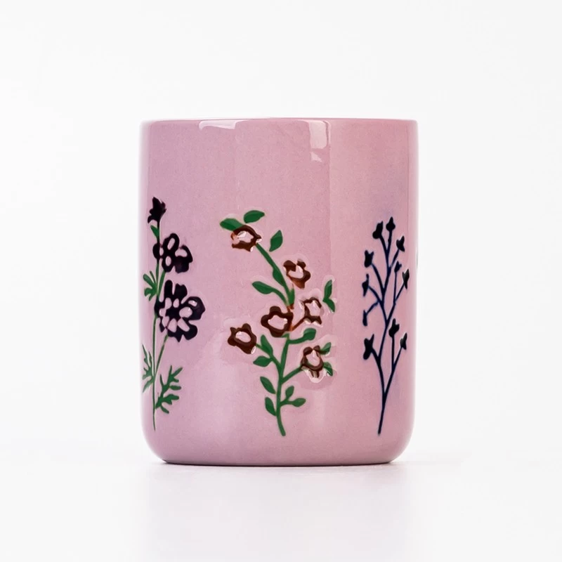 Wholesale Empty Small Capacity Ceramic Candle Vessels with design ...
