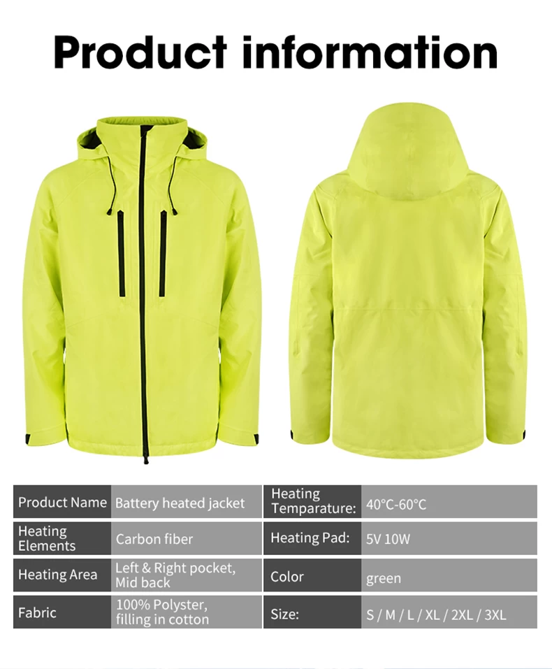 Custom Winter Waterproof Electric Jacket, heated jacket with battery ...