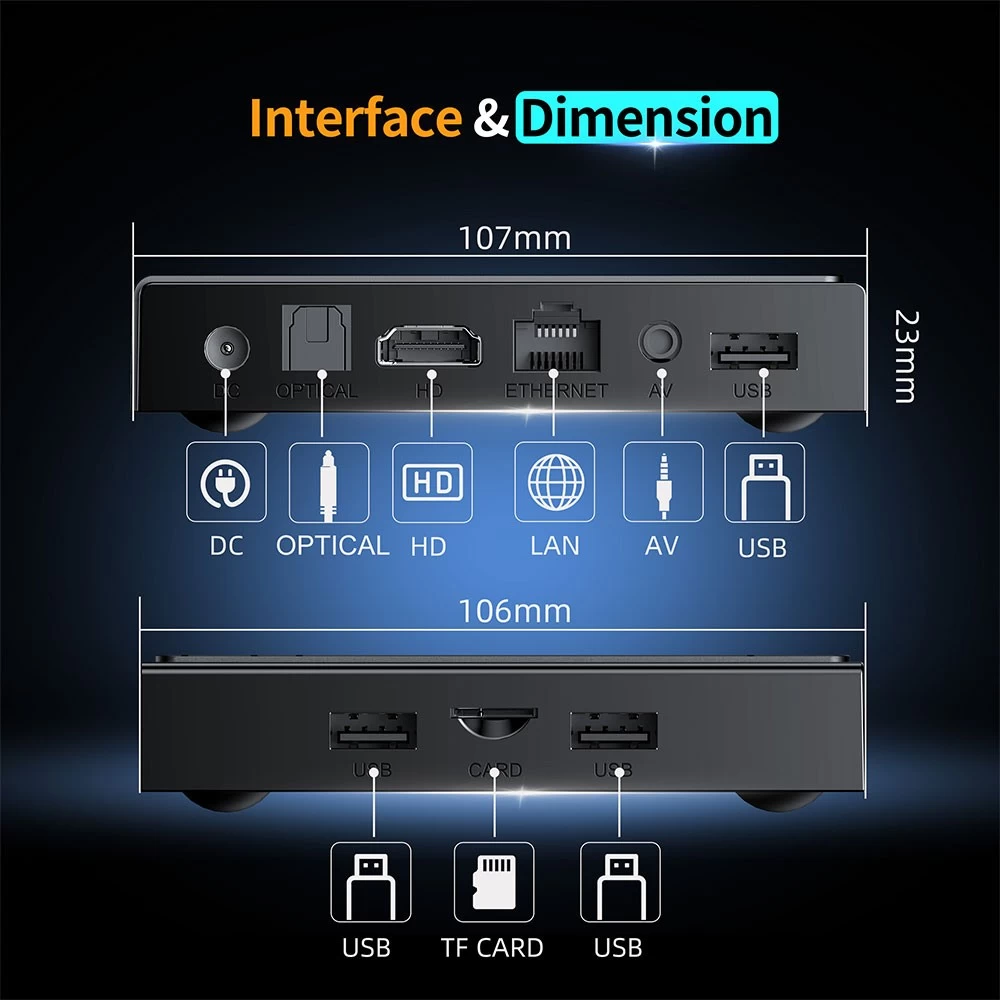 New TV Box Android 14 Amlogic S905Y5 4K HDR10+ WiFi 6 Streaming Device