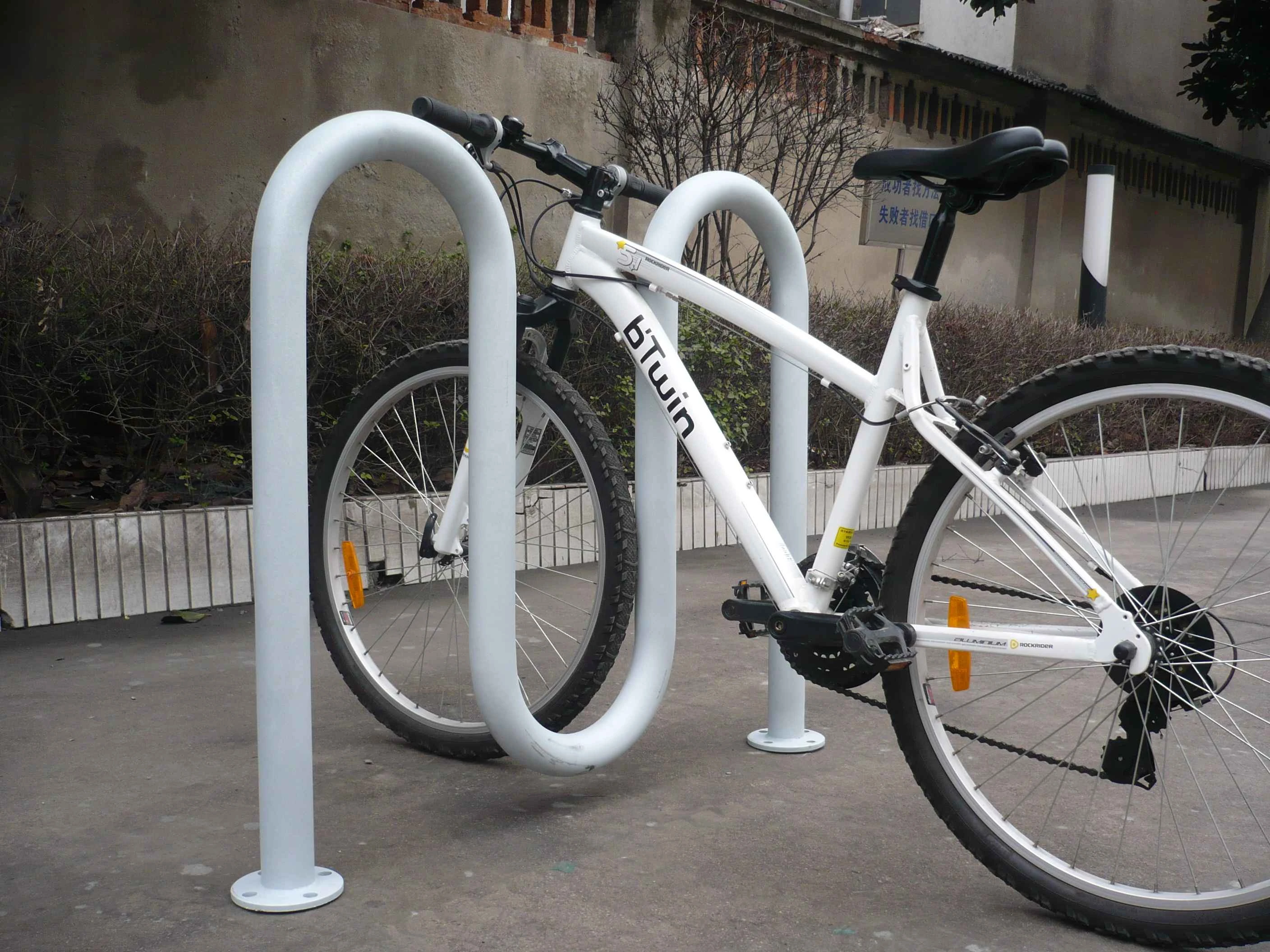 Outdoor Grey Powder Coated Wave Bike Rack