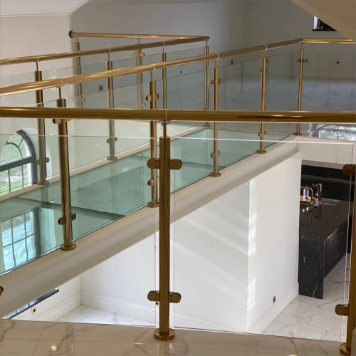 Stainless steel gold glass balustrade railing systems for balcony or ...