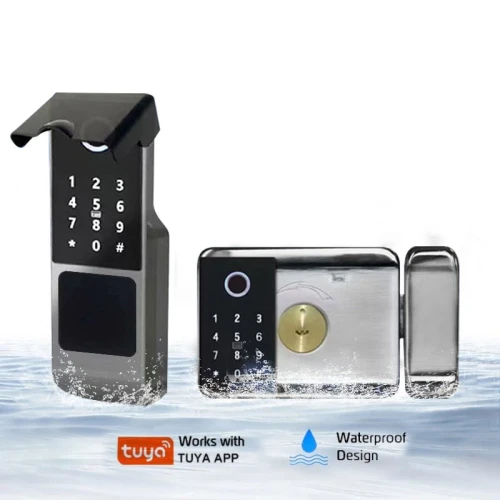 electric double side fingerprint rim lock IP66 waterproof outdoor smart ...