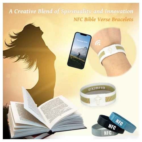 Custom na Logo RFID NFC Card Wristband Polyester Cloth Woven RFID Tag ...