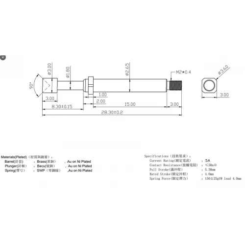 female male spring loaded connector pogo pin, ICT/FCT Standard Probe in ...