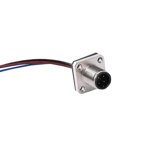 M12 3 pin square panel mount connector China supplier, M12 4 pin square ...