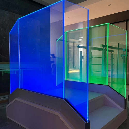 LED light aluminium U channel glass railing, 12mm clear tempered glass ...