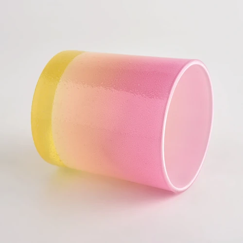 OEM luxury gradient pink glass candle jar solid candle holder,sunny ...