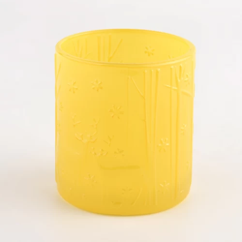 customized yellow colored glass candle jar with home decor,Sunny Glassware