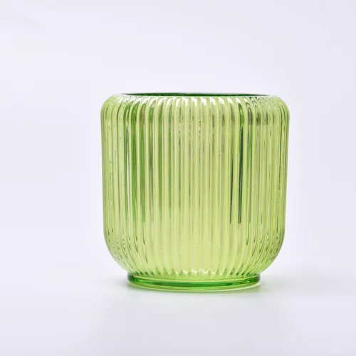 wholesale stripe design glass jar - green transparent glass vessel ...