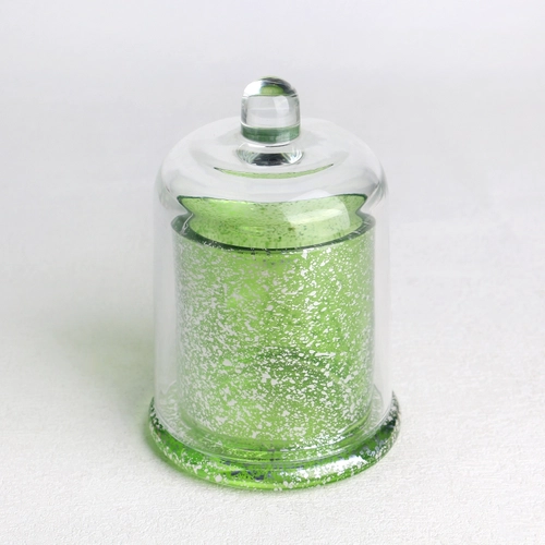 8oz laser silver fleck bell-shaped glass candle jar with lid