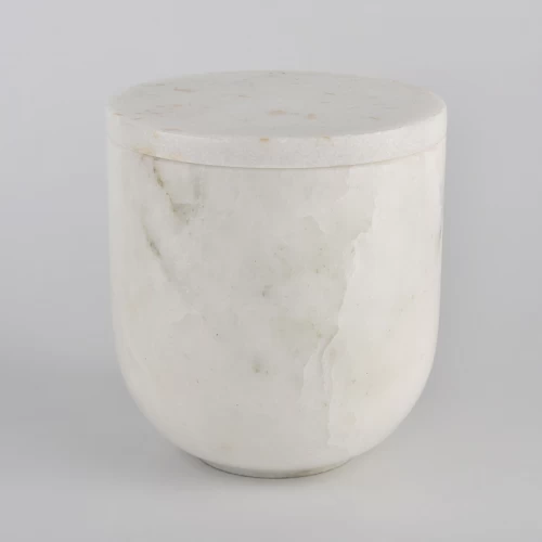 Large round bottom marble candle jars and lids