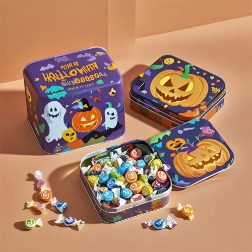 Customizing Halloween candy tin boxes, Wholesale candy tin boxes