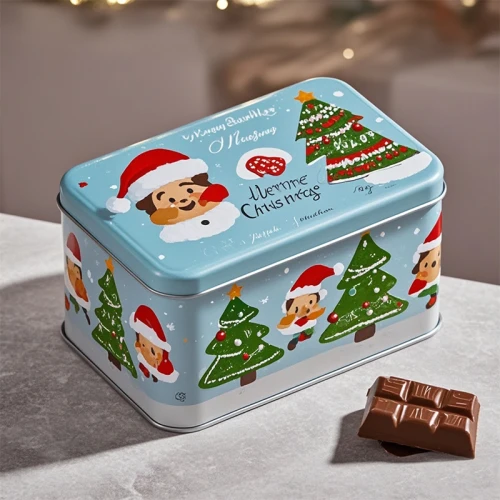 Custom Large Christmas Tin with Lid, Tin Box Supplier with Lid