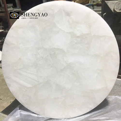 Customized White Crystal Table Top,clear quartz table top supplier ...