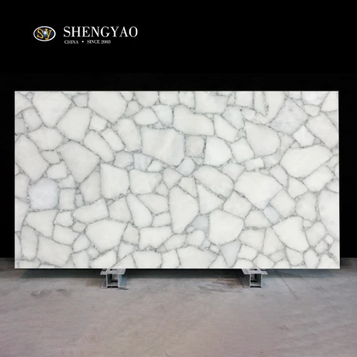 White Crystal Slab With Sliver Foil Wholesale,Semi Precious Stone Slabs ...