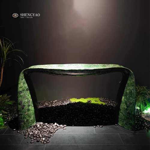 Red Green Emerald Khata Console Table,Natural Semi Precious Stone ...