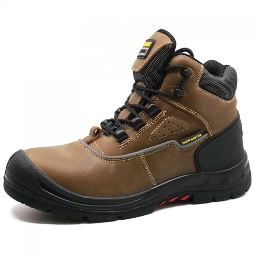 slip resistant leather industrial safety boots with steel toe
