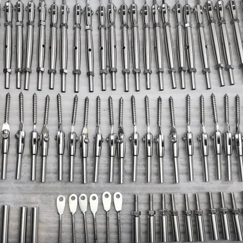 Deck stainless steel cable railing component cable tensioners