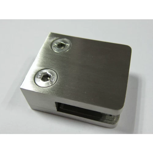 Flat back square glass clamp on stainless steel post