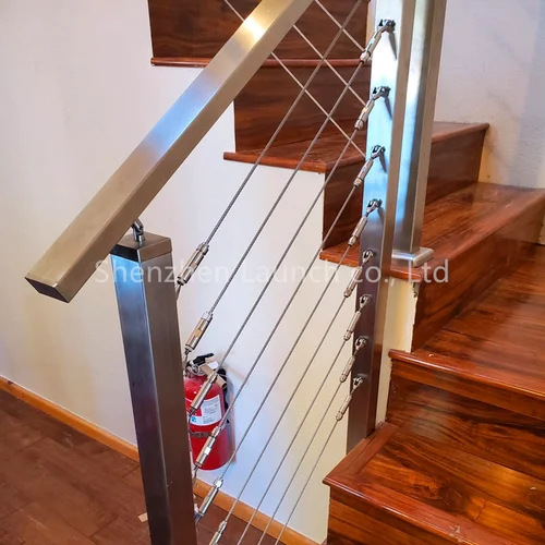Interior stair design wire rope balustrade handrails