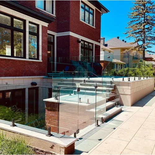 Glass balustrade railing for swimming pool fence without frame Spigot ...