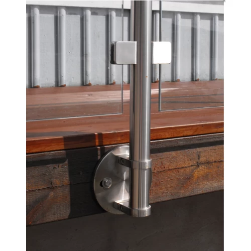Side mounted stainless steel railing design for balcony and deck