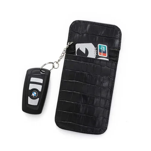 100% Genuine Leather Business RFID Blocking Key Fobs RFID Blocking Bag ...