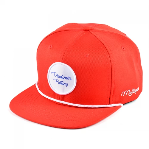 6 panels flat brim red rope snapback caps