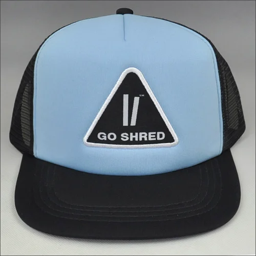 Flat brim snapback trucker mesh cap