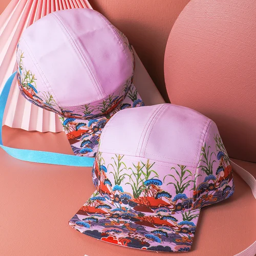 design logo printing 5 panels caps custom