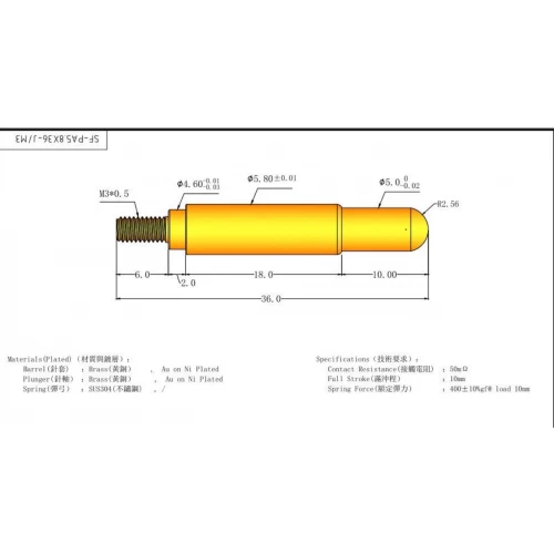 3A High quality pogo pin with screw thread