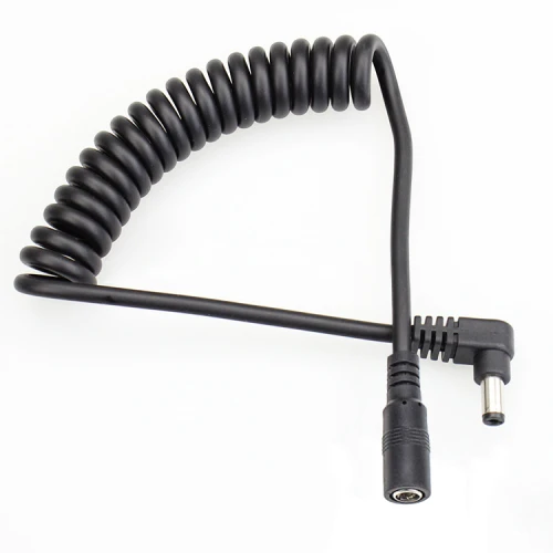 2 core black 90 degree right angle DC 5525 female to male plug PU ...