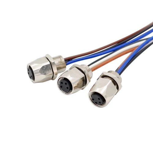 M8 3 4 5 6 8 pin flat receptacle panel mount socket connector