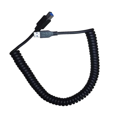 USB 3.0 A male to USB 3.0 B male printer data coiled cable for printers