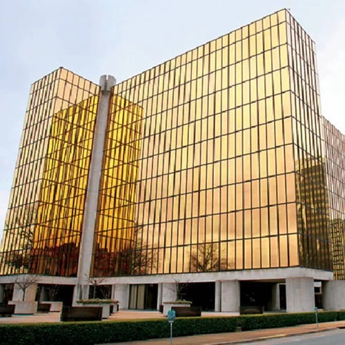 golden reflective insulated glass curtain wall, golden reflective ...