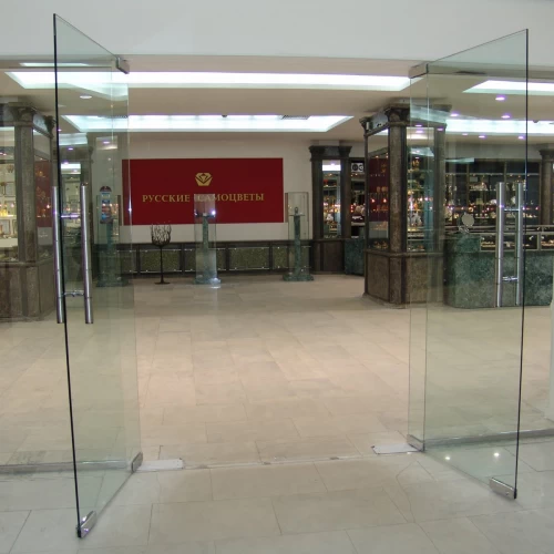 frameless glass entrance door, office door, glass swing door with floor ...