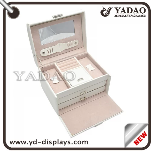 Custom multifunction jewelry gift boxes with fashion white leather