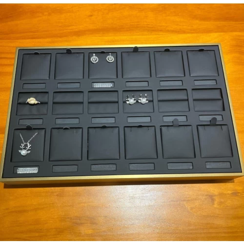 Metal stackable jewelry display tray ring bracelet leather tray ...