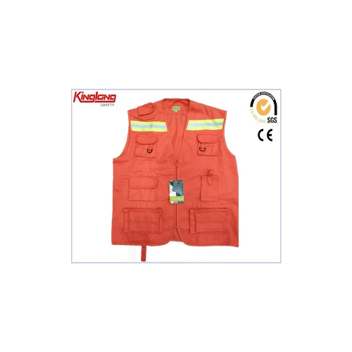 Orange Reflective Vest,Big Back Pocket Orange Reflective Vest, Poplin ...