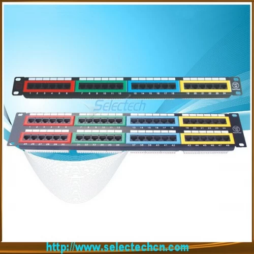 24 ports Cat5e Cat6 Patch Panel with Identification Numbers and color label