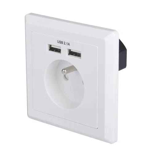 USB-19B EU Schuko socket 86*86 type French socket Wall plate Dual ports ...