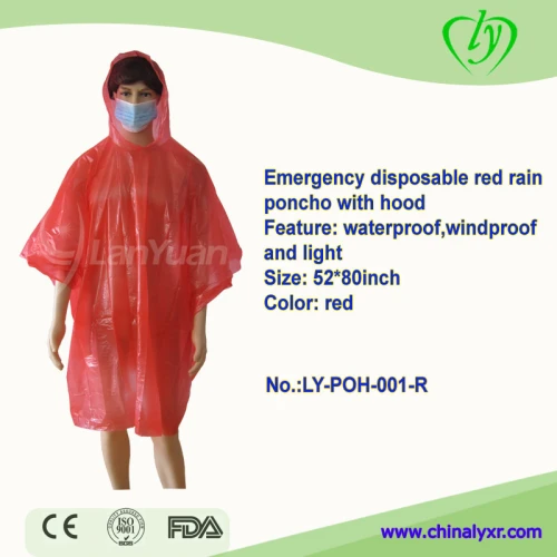 Ted Disposable Emergency Rain Poncho with Hood,china red raincoat ...